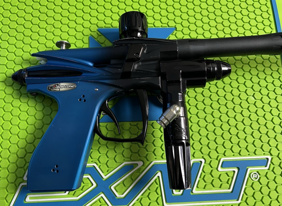 BOB LONG GEN 4 INFAMOUS INTIMIDATOR PAINTBALL MARKER-DUST BLACK/ BLUE ...