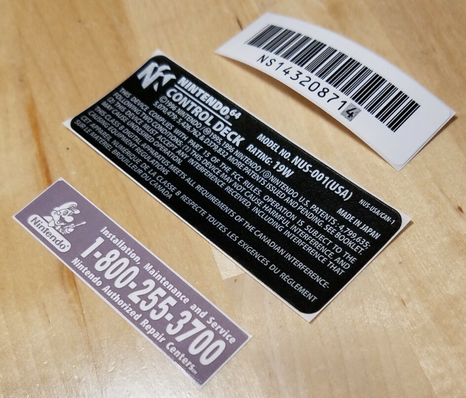 Nintendo 64 NUS-001(USA) N64 *Maintenance, Bar Code, Control Deck ...