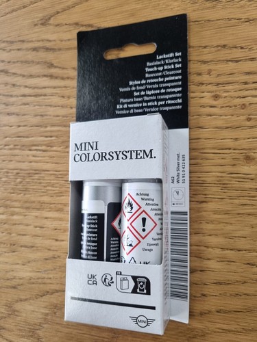 GENUINE MINI TOUCH UP PAINT WHITE SILVER PAINT CODE A62 P/N 51910422635 ...