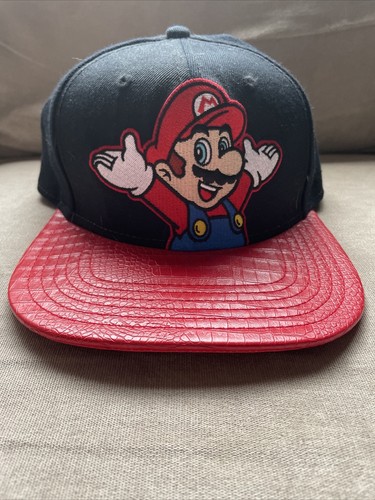 Super Mario Baseball Cap/ Hat With Leather or Pleather In Brim | eBay