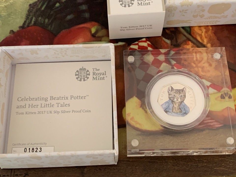 2017 Beatrix Potter Fifty Pence Silver Proof Coin Tom Kitten Nr. 01823 ...