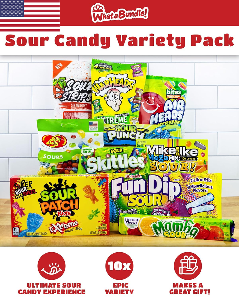 Sour Candy Variety Pack of 10 Candies - 10 Sour Candies - Fun and Sour ...