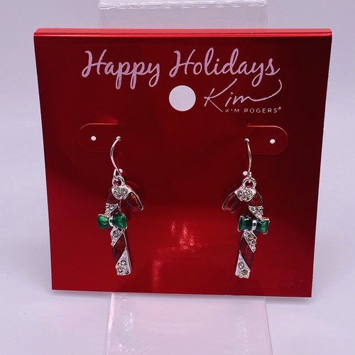 Kim Rogers Red Green Goldtone Candy Cane Christmas Earrings New | eBay