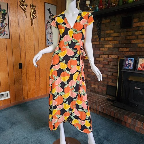 Vtg 90s Y2K Citrus Fruit Novelty Pink Grapefruit Pop Art Preppy Wrap ...