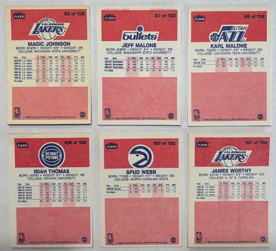 1986 Fleer Basketball Set Missing #57 Jordan 131/132 NM to Mint | eBay