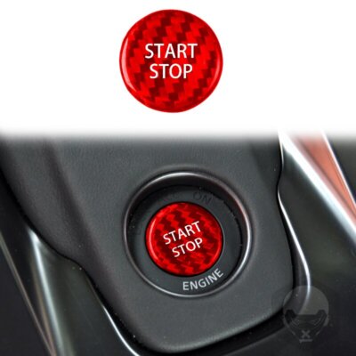 Red Carbon Fiber Engine Start-Stop Button Cover Trim for NISSAN GTR R35 ...