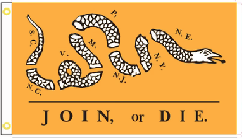 3X5 JOIN OR DIE YELLOW GADSDEN BENJAMIN FRANKLIN SNAKE FLAG BANNER ...