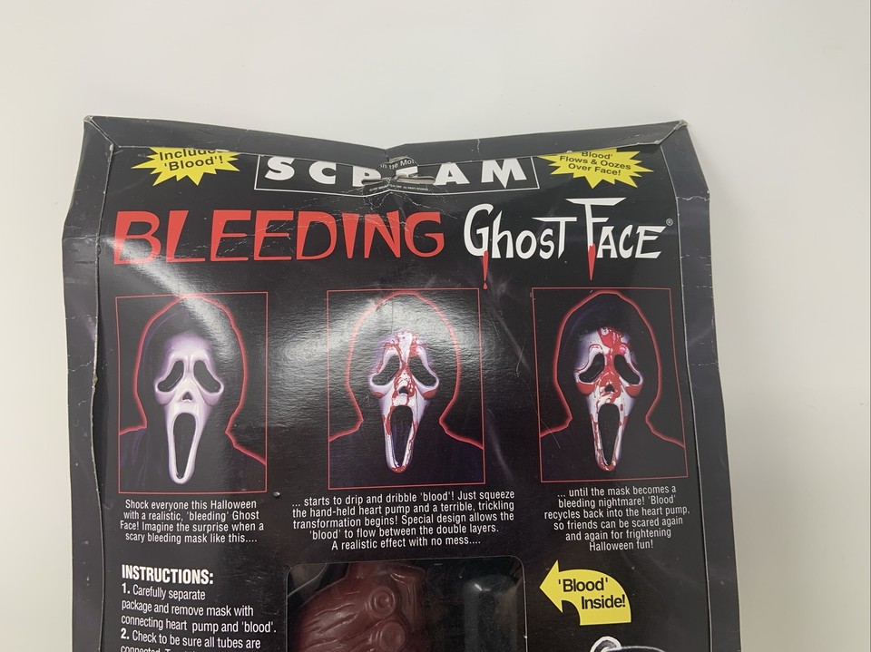 1997 Scream Ghost Face Bleeding Halloween Mask Horror Cosplay Vintage ...