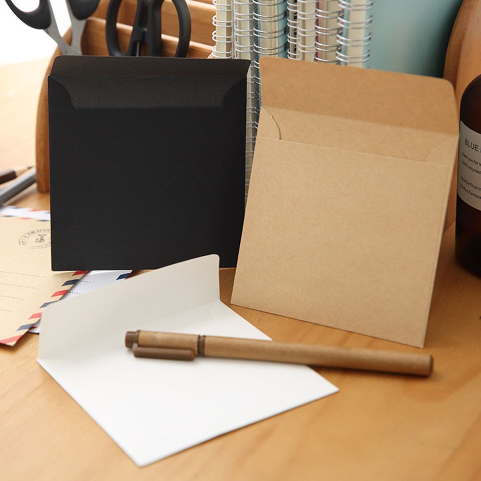 10-100pcs 10*10cm Kraft Square Mini Envelopes for Card Wedding ...