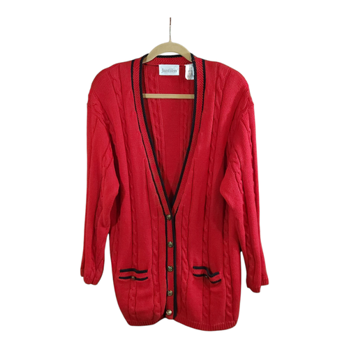 Vintage Jantzen Cableknit V-neck Grandpa Cardigan Sweater in Red Women ...
