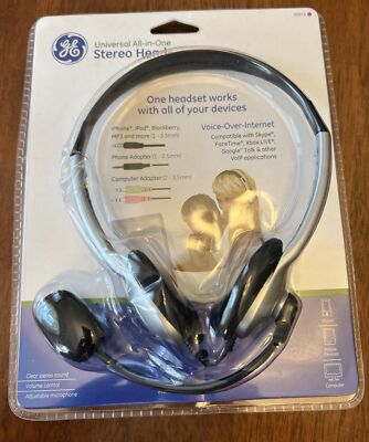 GE 98974 Black/Gray Headband Headsets 912202821263| eBay