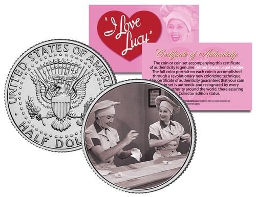 I LOVE LUCY Chocolate Scene * LUCILLE BALL * Genuine JFK Half Dollar U ...