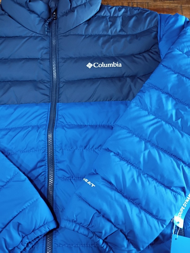 NEW 2025 Columbia Mens POWDER LITE 2 TONE BLUE Winter Jacket Omni-Heat ...