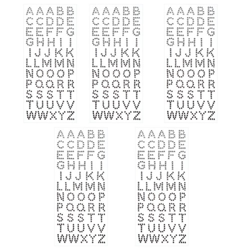 5 Sheets Fancy Letter Stickers Rhinestone Alphabet Adhesive Glitter ...