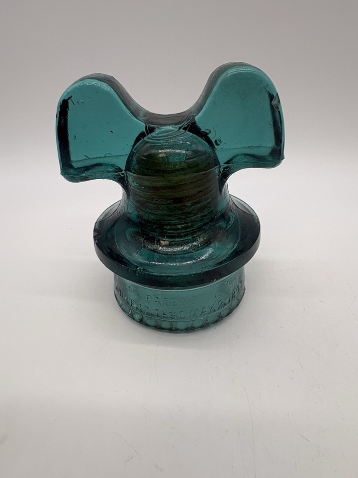 Hemingray 1890 - 1893 Mickey Mouse Ears Glass Insulator Aqua Color | eBay