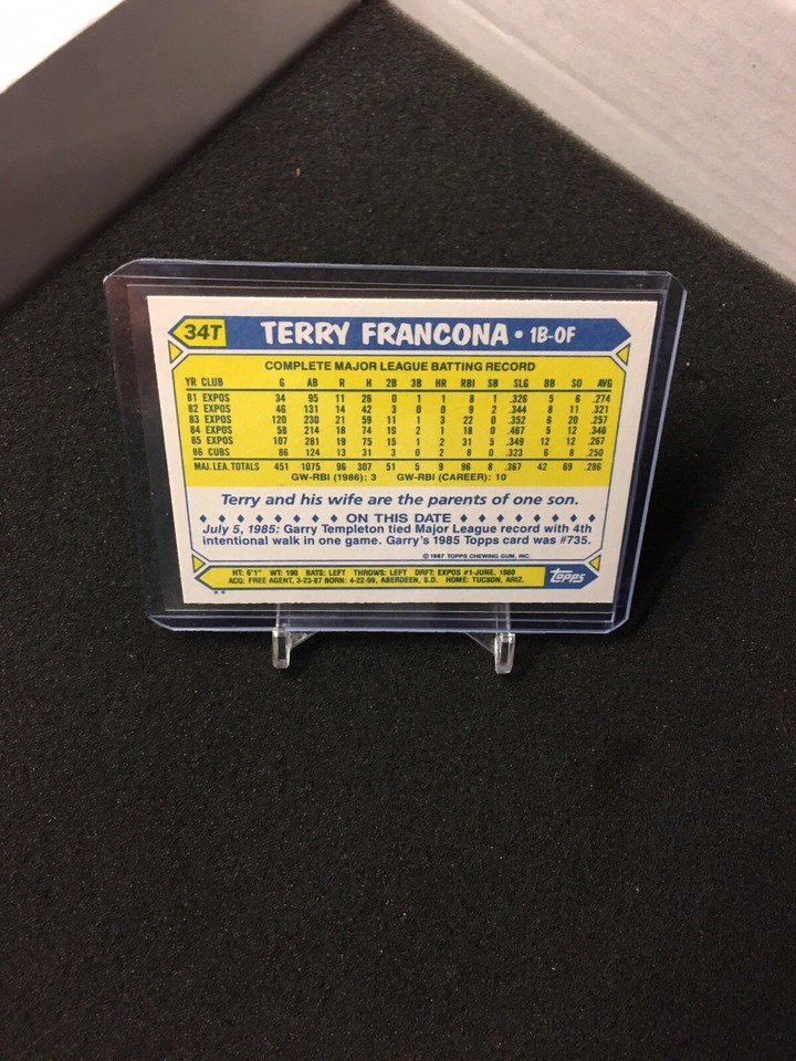 Terry Francona 1987 Topps Traded card 34T Cincinnati Reds | eBay