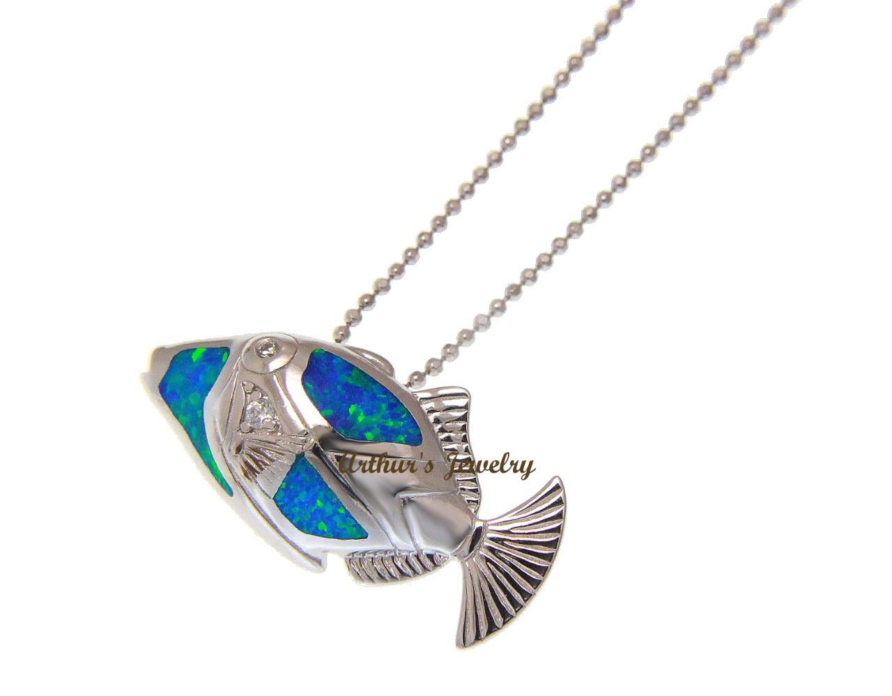 INLAY OPAL HAWAIIAN HUMUHUMUNUKUNUKU APUA FISH SLIDE PENDANT 925 ...