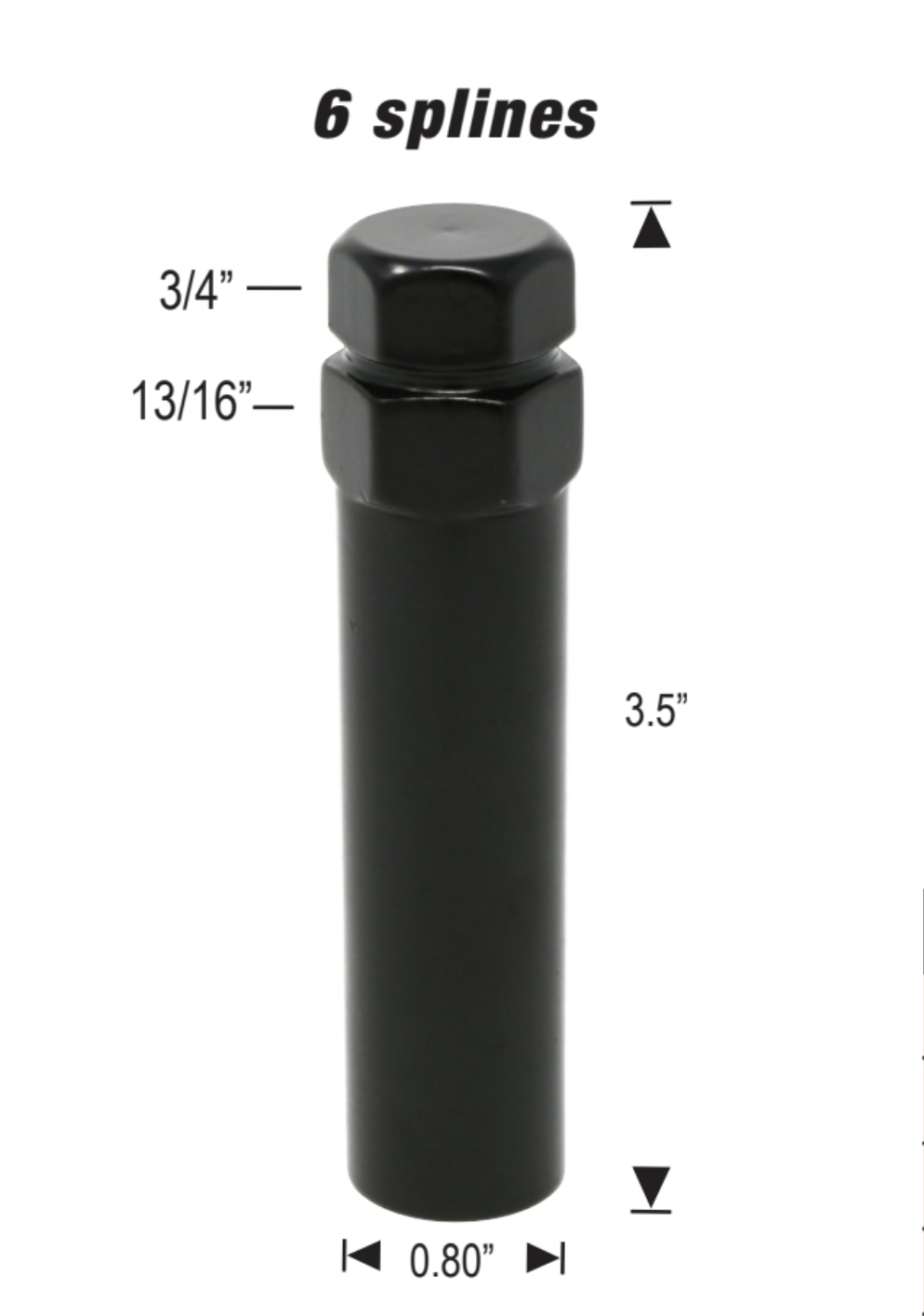 Black Replacement Key for 6 Spline Tuner Lug Nuts Wheel Lock Tool 12x1 ...