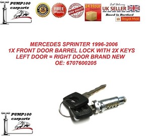 MERCEDES SPRINTER 1996-2006 1X FRONT DOOR LOCK BARREL WITH 2X KEYS LEFT ...
