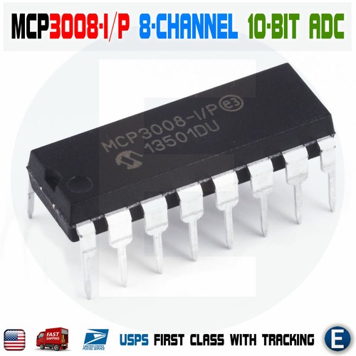 MCP3008-I/P MCP3008 8-Channel 10-Bit A/D Converters SPI Interface ...