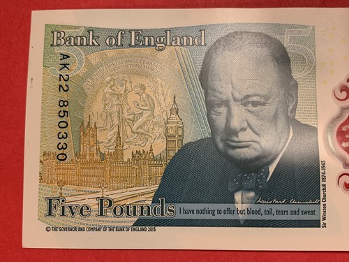 Bank of England 5 Pounds NEW Money Note 2015 United Kingdom Queen ...