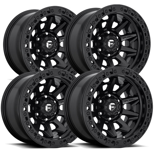 (4) Fuel D114 Covert Beadlock 17x9 5x5" -15mm Matte Black Wheels Rims ...
