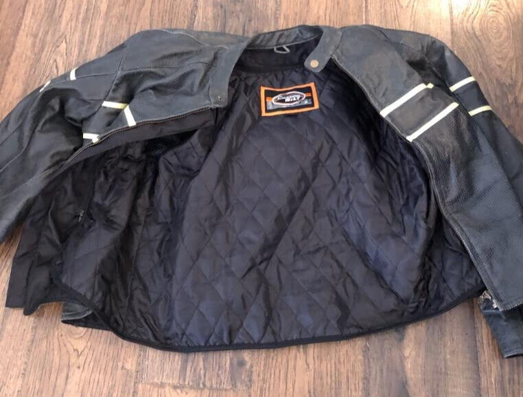Bilt BLM 1 Motorcycle Jacket Size 48 Black White Blue Mesh Padded ...