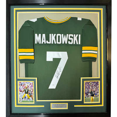 Framed Autographed/Signed Don Majkowski 35x39 Green Bay Green Jersey ...