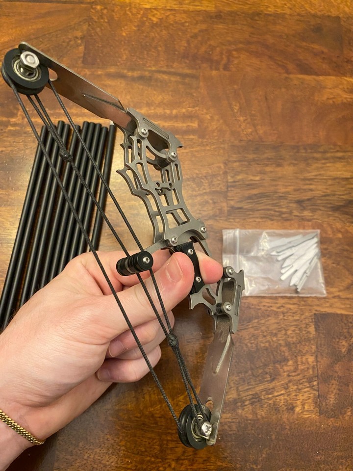 Handheld mini compound bow - 7" Bow + Arrows + tips - Shoots far! | eBay