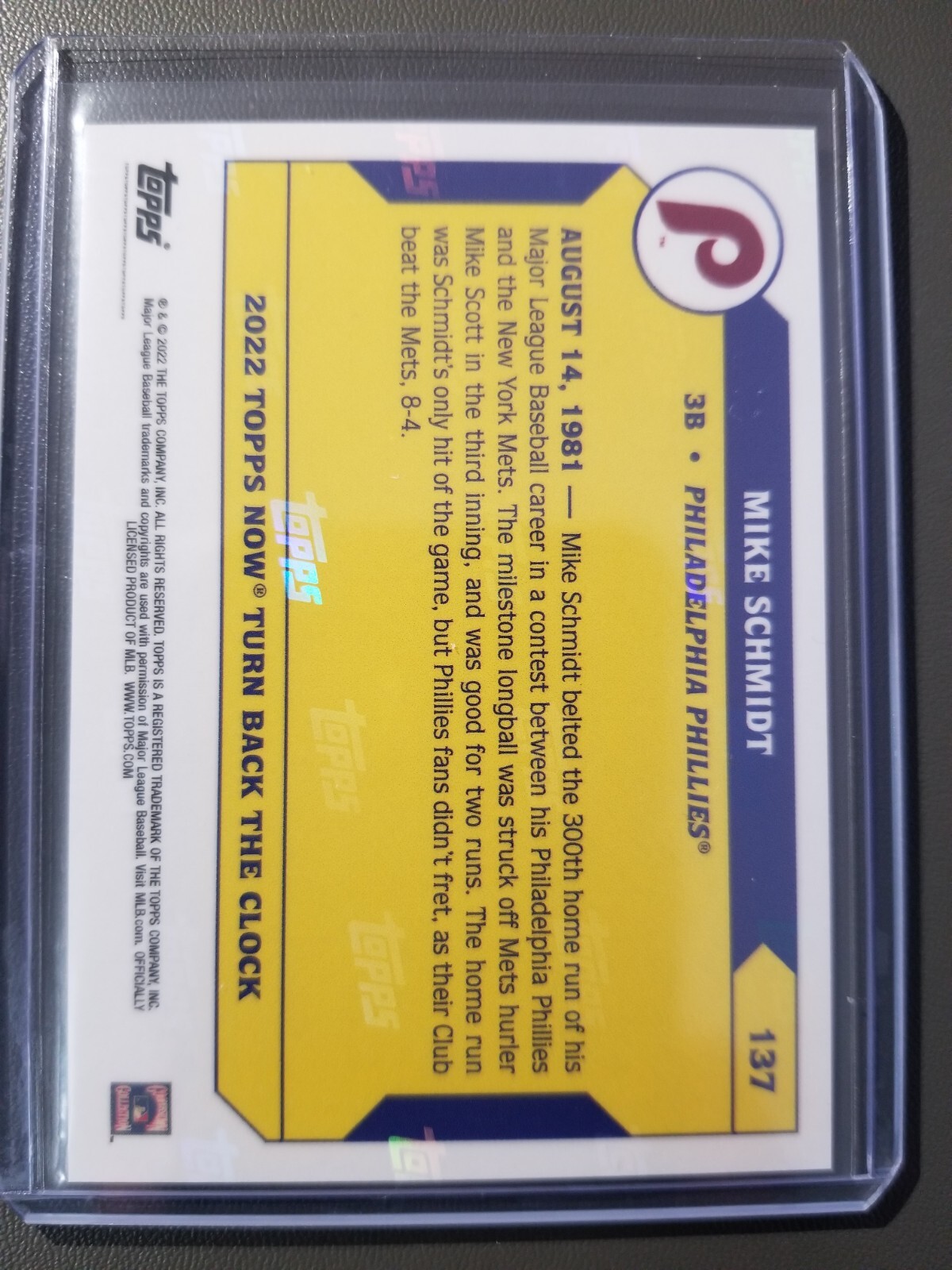 2022 Topps Now Turn Back the Clock - Mike Schmidt #137 /373 for sale ...