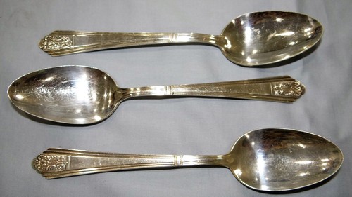 ROYAL SAXONY Silverplate Tablespoons Flatware Set of 3 Serving Spoons ...