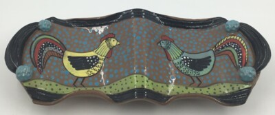 Hand Painted Ceramic Glazed Birds Dish With Footed Feet | eBay