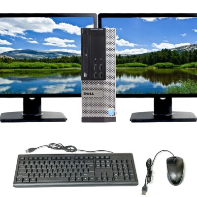 Dell Dual Monitor Computer Core i5 16GB 500GB Dual 22" LCD's Windows 10 ...
