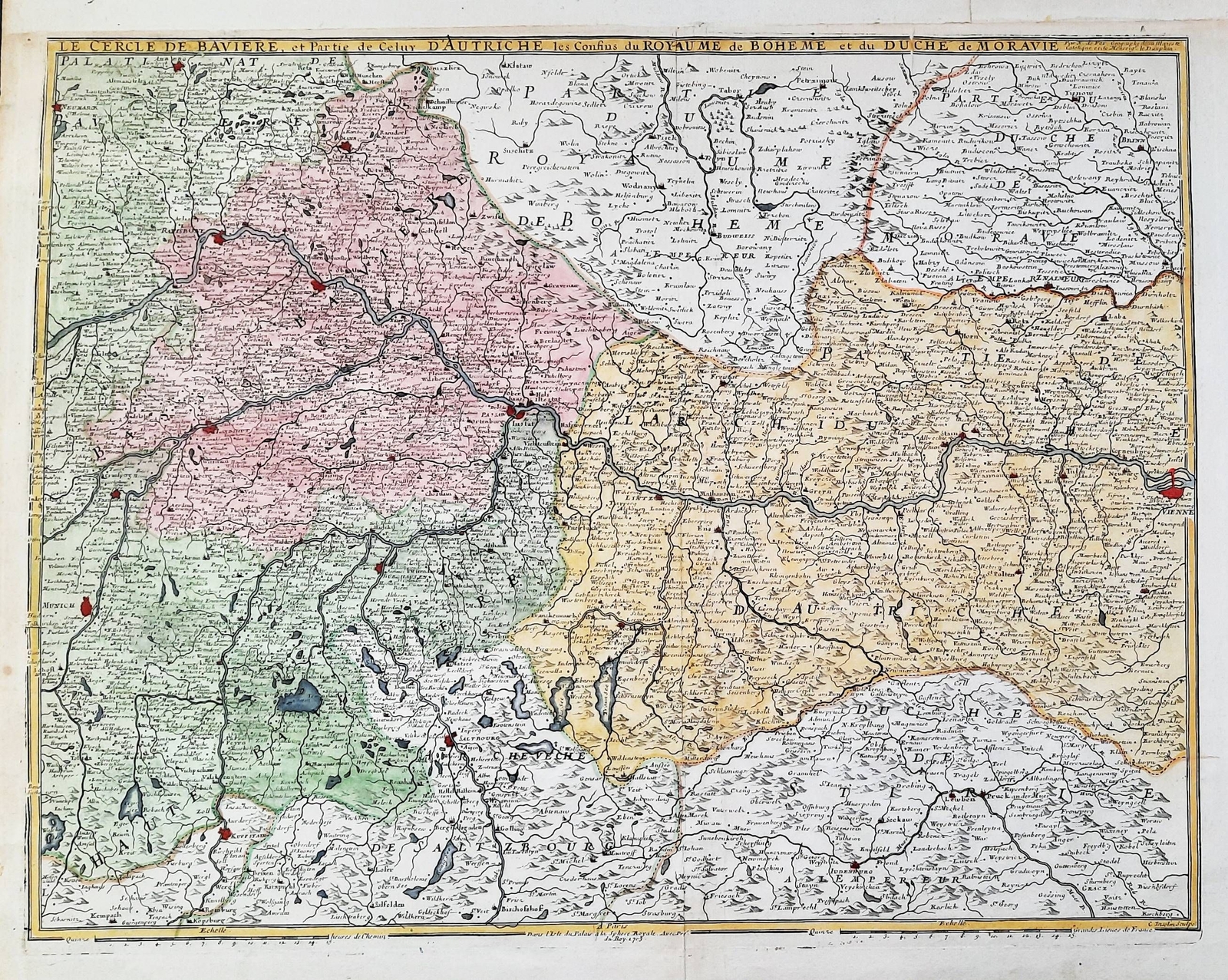 Lower Bavaria Lower Austria Vienna Austria De Fer Card Map Copperplate ...