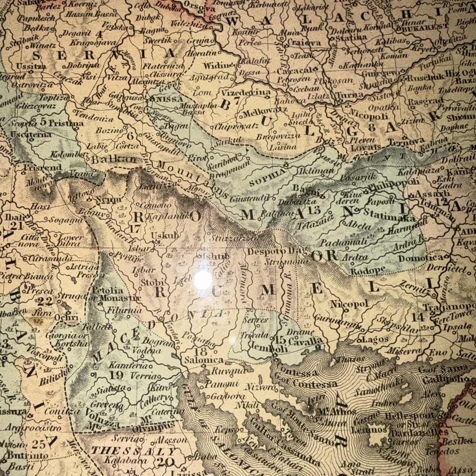 Framed 1829 Replica Map ~ Turkey in Europe With The Ionian Islands 16.5 ...