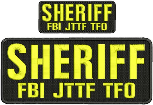 SHERIFF FBI JTTF TFO embroidery patches 4x10 and 2x5 hook yellow ...