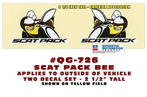 QG-726 DODGE - SCAT PACK BEE DECAL SET - 2 1/2" TALL - OUTSIDE ...