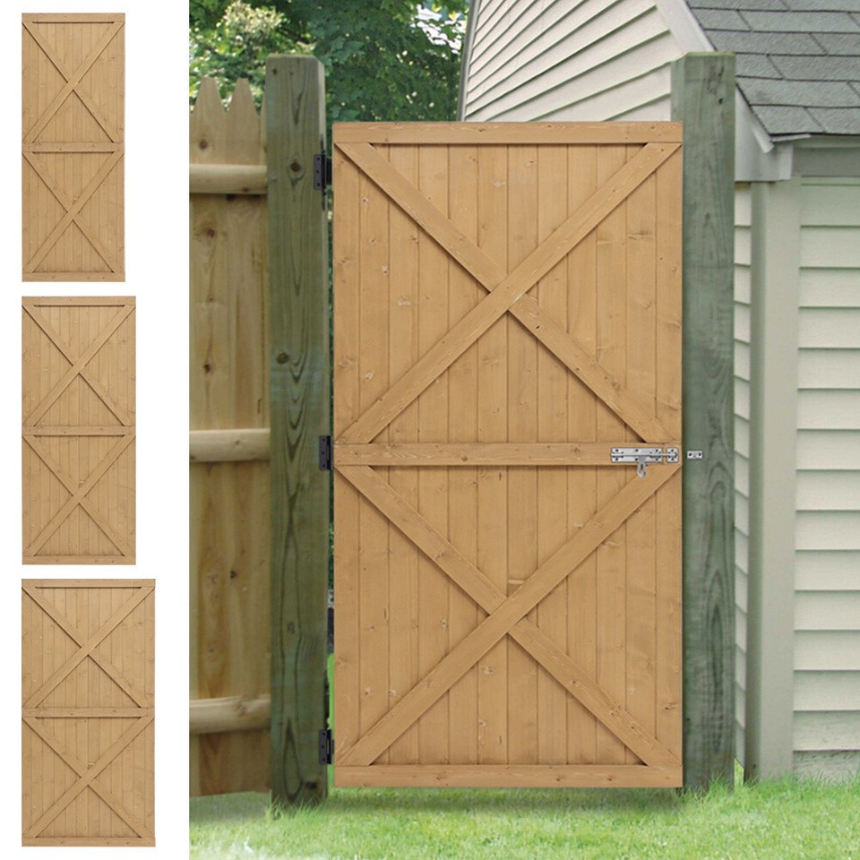 Grey/Natural Pine Wood Garden Gate Curved/Flat Top Pedestrian Gate ...