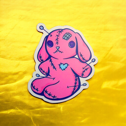 Pink Voodoo Doll Puppy Bunny Sticker Spooky Pastel Goth Cute Creepy ...