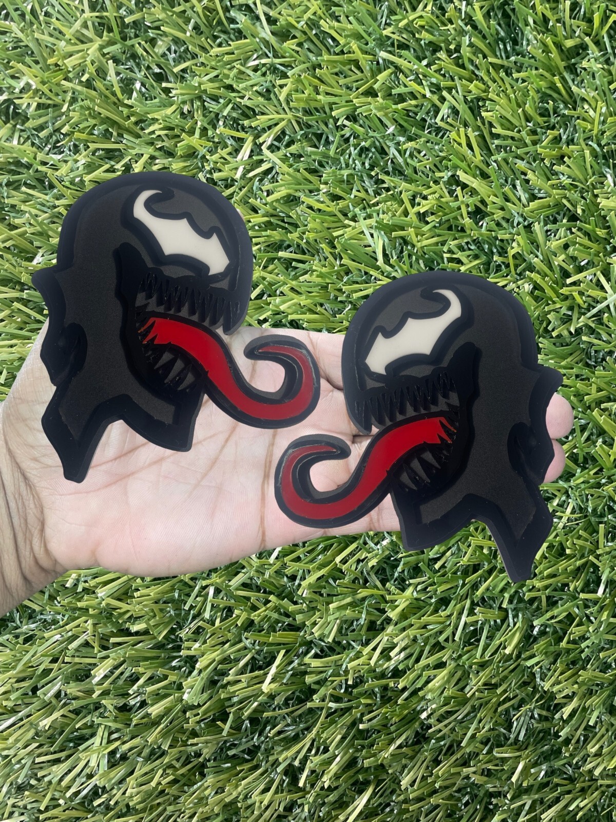 Venom Emblem Badges Set Glossy Black on Matte Black Custom White Eye ...