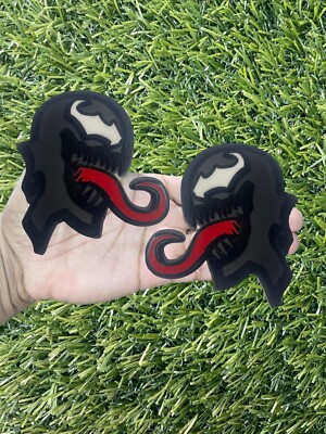 Venom Emblem Badges Set Glossy Black on Matte Black Custom White Eye ...