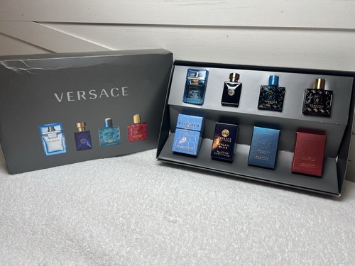Versace Men's 4 Pc MINIATURE Gift Set Man Dylan Blue Eros Eros Flame ...
