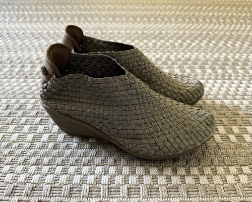 BERNIE MEV Sexy Wedge Heel Woven Slip-on Shoes Booties 40 / US 9.5 - 10 ...
