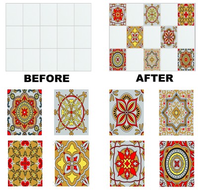Mosaic Stickers Transfers for 150mm x 200mm / 6" x 8" Inch Kitchen ...