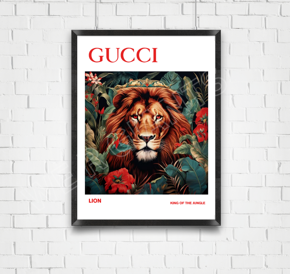 Gucci Lion Print 11 x 14 Gucci Wall Decor Fashion Art Gucci Animal ...