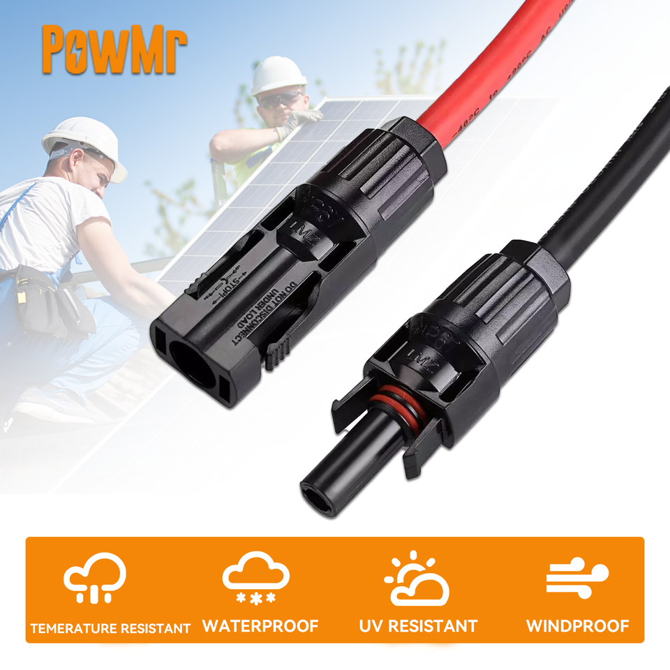 10 AWG Solar Panel Extension PV Cable Wire Solar Connectors Pair Black ...