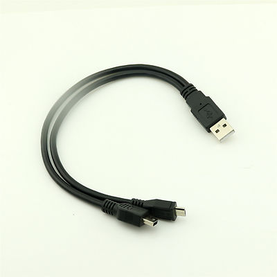 1x Useful USB A Male to Mini & Micro 5 Pin 2 In 1 Dual Plug Charging ...