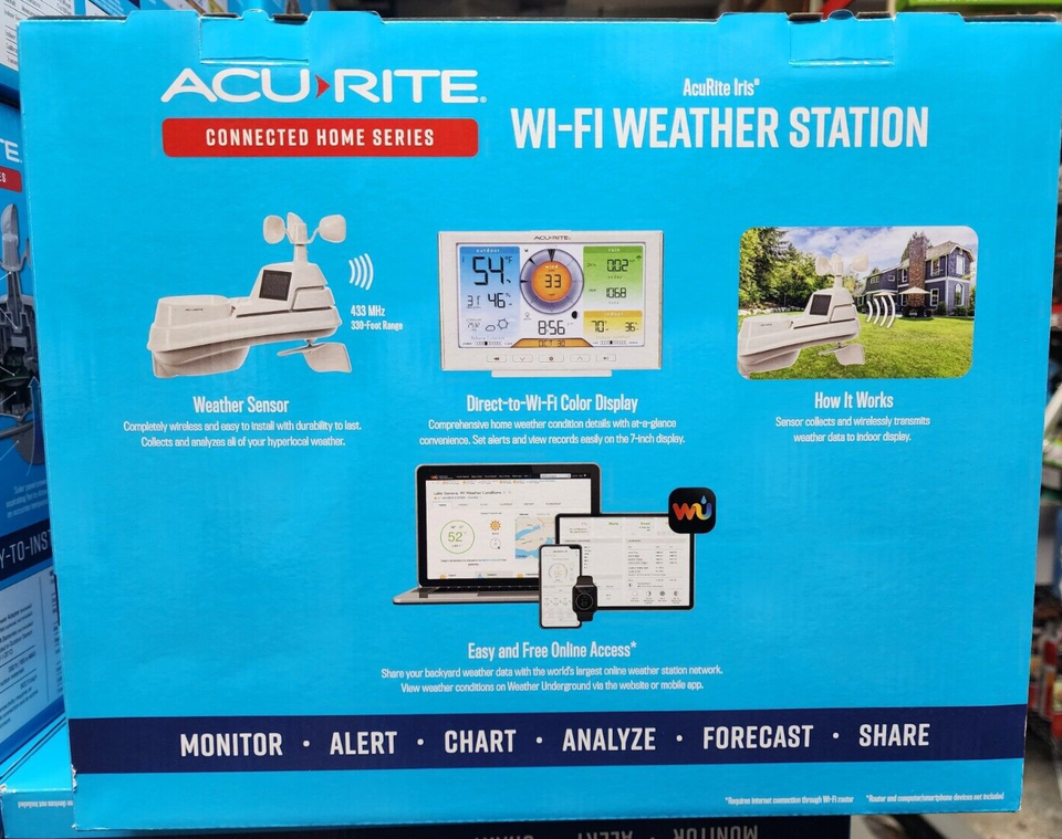 AcuRite Iris PRO+ Weather Station Center w/ Wi-Fi Display to Weather ...