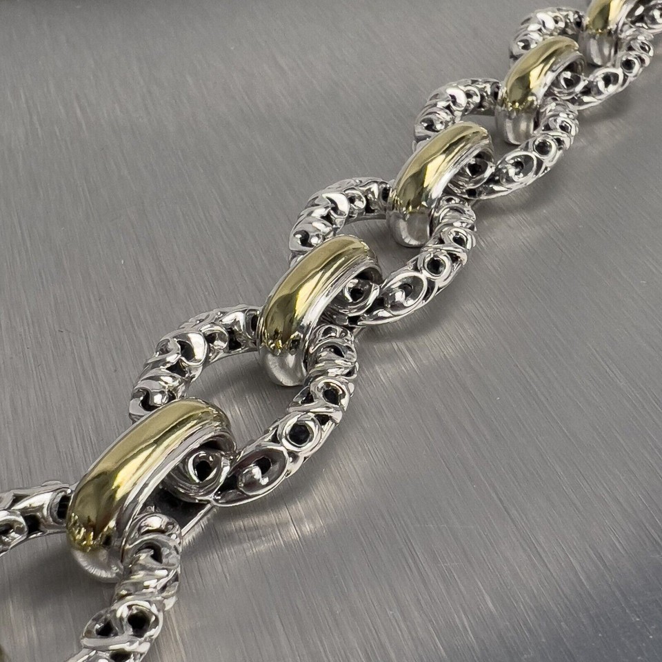 Charles Krypell Ivy Oval Link 14k 18k Yellow Gold & Sterling Silver ...