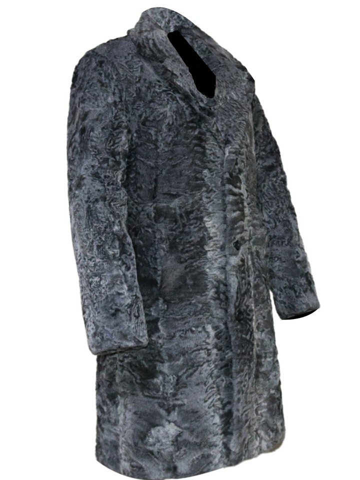 Real Persian Lamb Fur Long Coat Gray Astrakhan Fur Karakul Fur Long ...